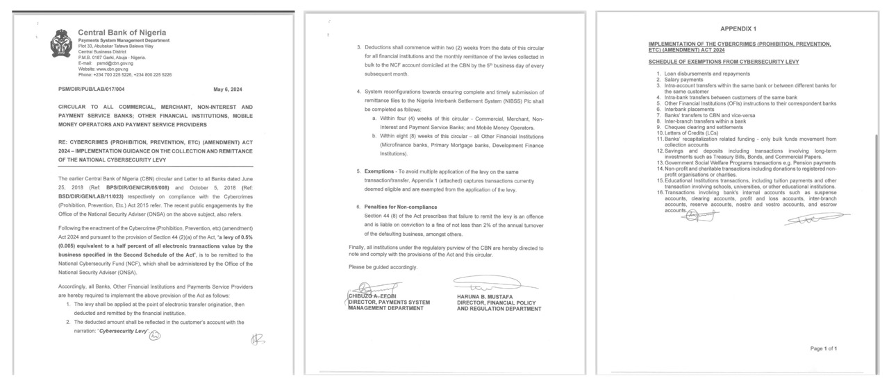 CBN introduces 0.5% cybersecurity levy on bank and fintech transactions ...